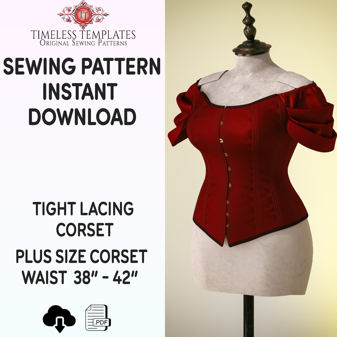 Plus Size Corset Sewing Pattern Pdf Download, Extra Large Us Sizes 18 ...
