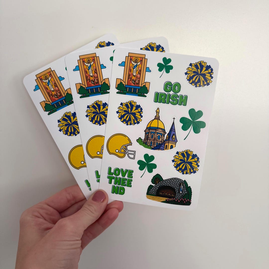 Notre Dame Sticker Sheet Pack – Set of 3 | Matte Vinyl | 4x6" Sheets ...