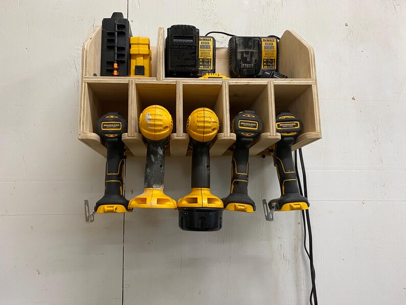 5 Slot Cordless Drill Organizer: Garage Tool Storage Rack - Etsy