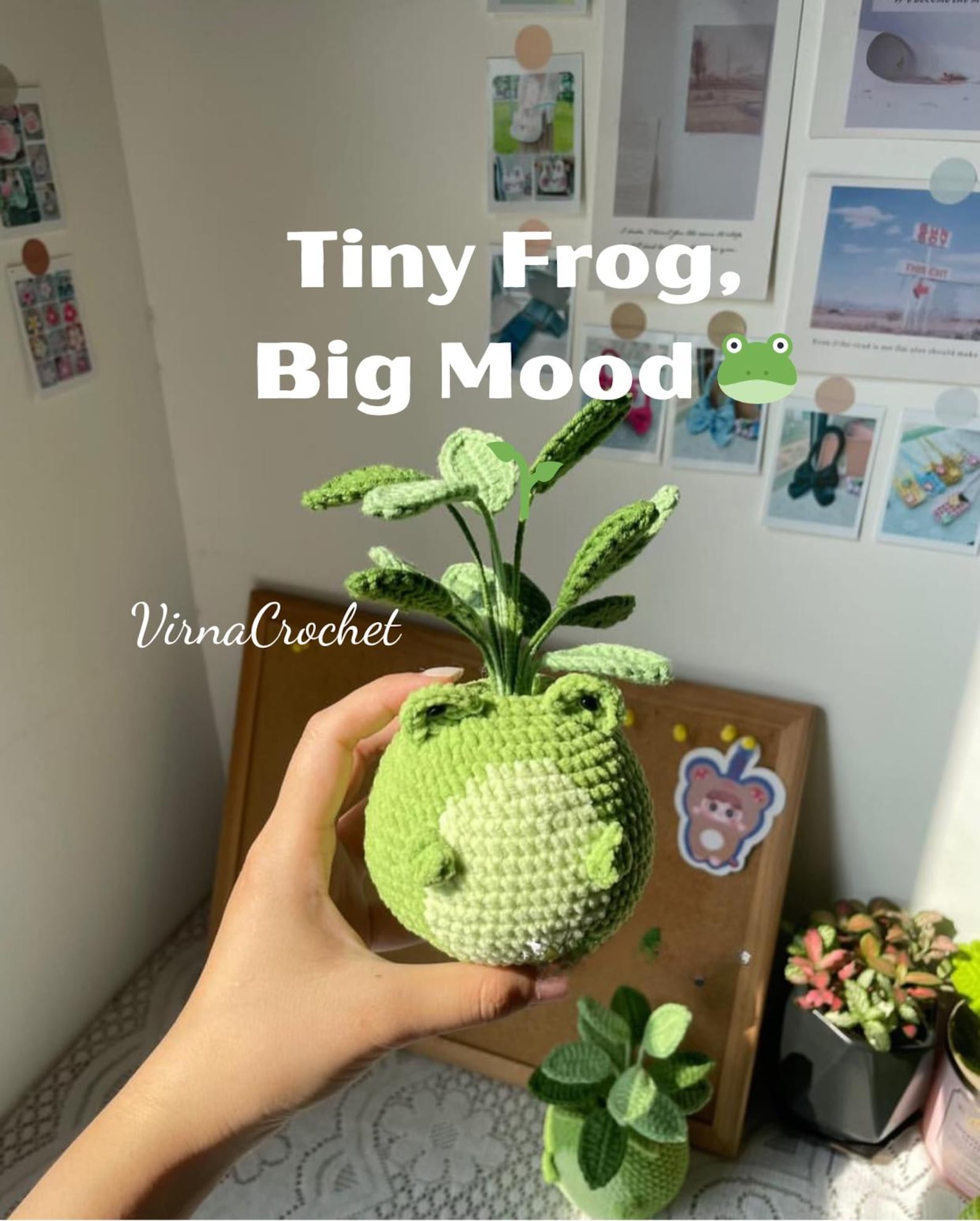 Crochet Frog Planter Pot – Handmade Amigurumi Frog Plant Holder, Cute ...