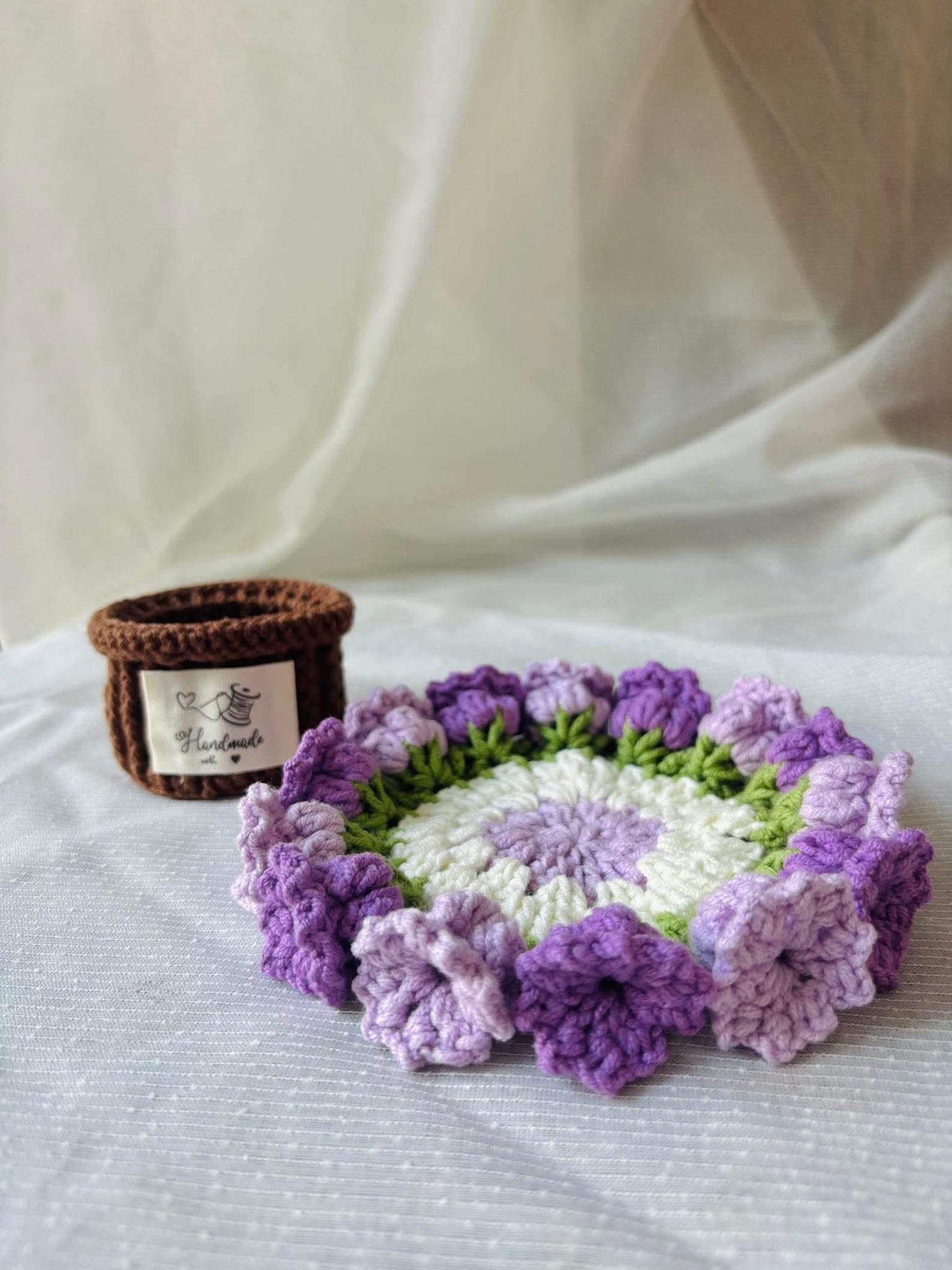 Crochet Flower Coaster, Flower Coaster Crochet, Tulip Crochet,crochet ...