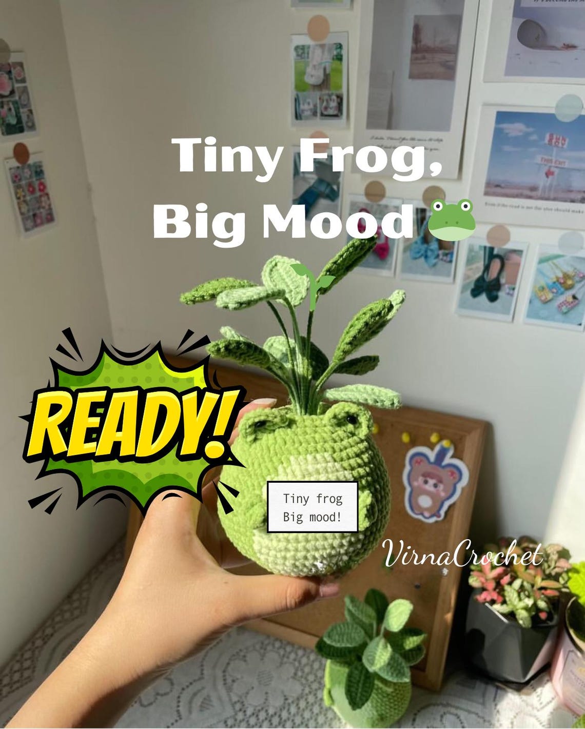 Crochet Frog Planter Pot – Handmade Amigurumi Frog Plant Holder, Cute ...