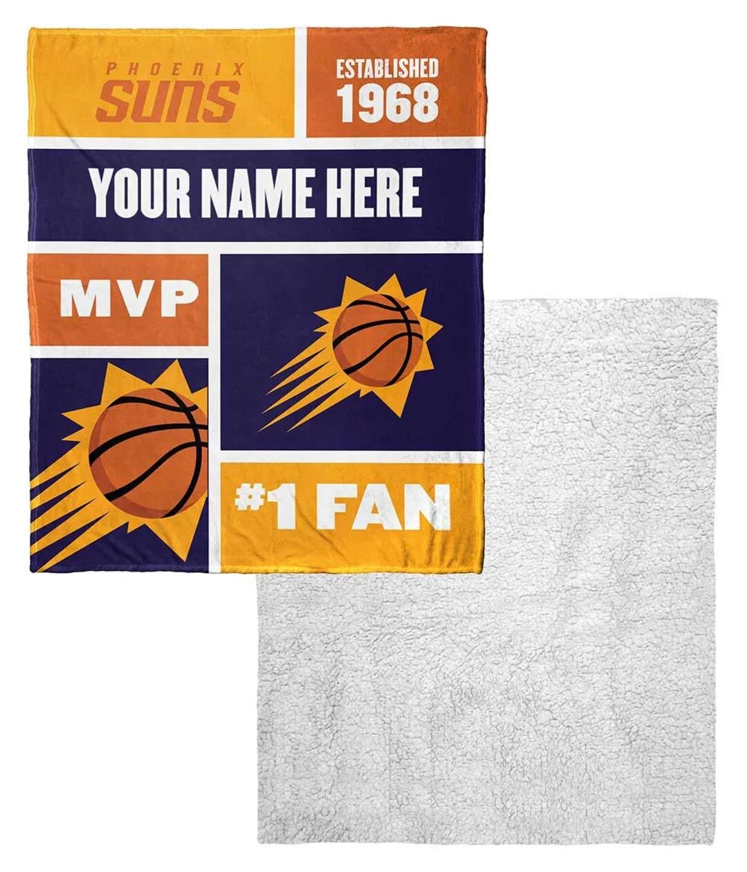 Personalized Phoenix Basketball Colorblock Blanket: Official NBA Silk ...