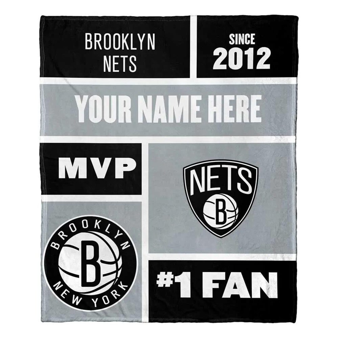 Personalized NBA Colorblock Blanket: Brooklyn Nets Silk Touch Throw - Etsy