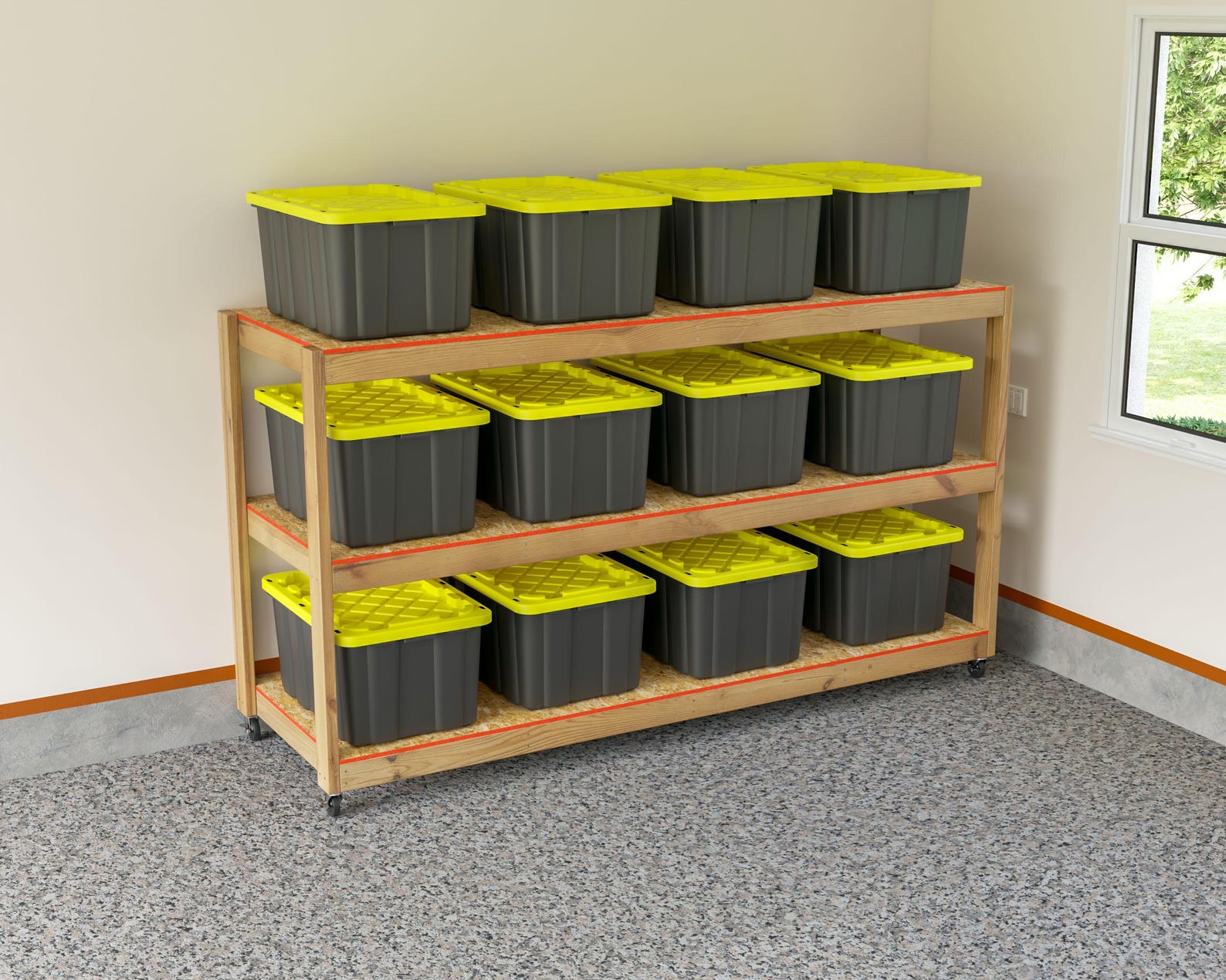 DIY PDF Movable Garage Shelves Plans – 32"x96" Heavy-duty Rolling ...