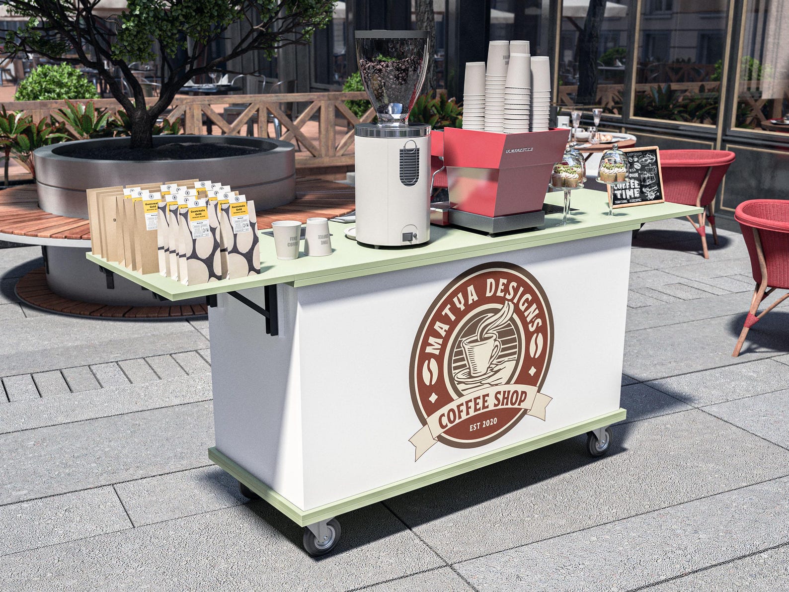 DIY PDF Folding Coffee Cart Plans — Imperial (in) & Metric (mm ...