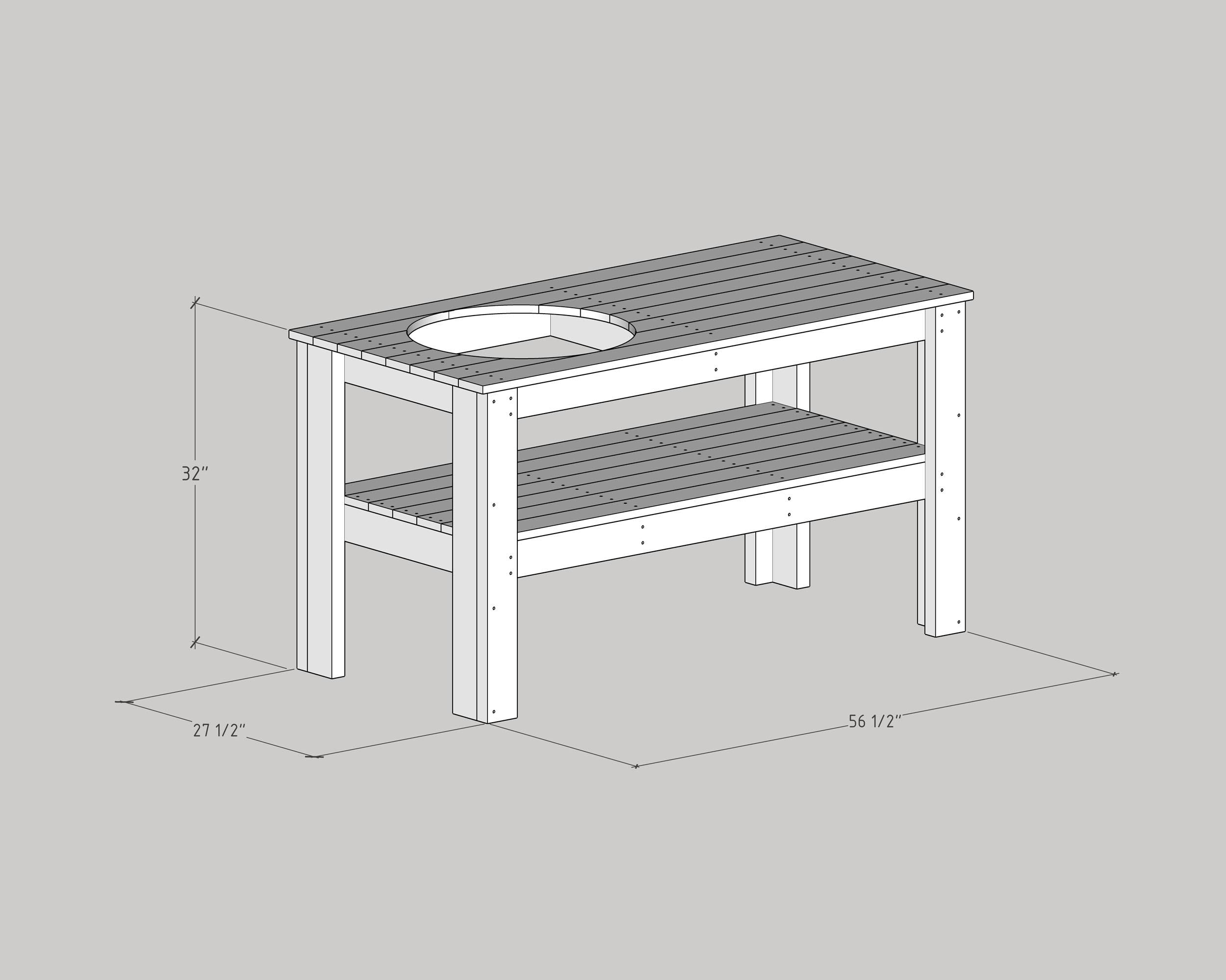 DIY PDF Big Green Egg Large Table Plans | Outdoor Grill Stand - Etsy