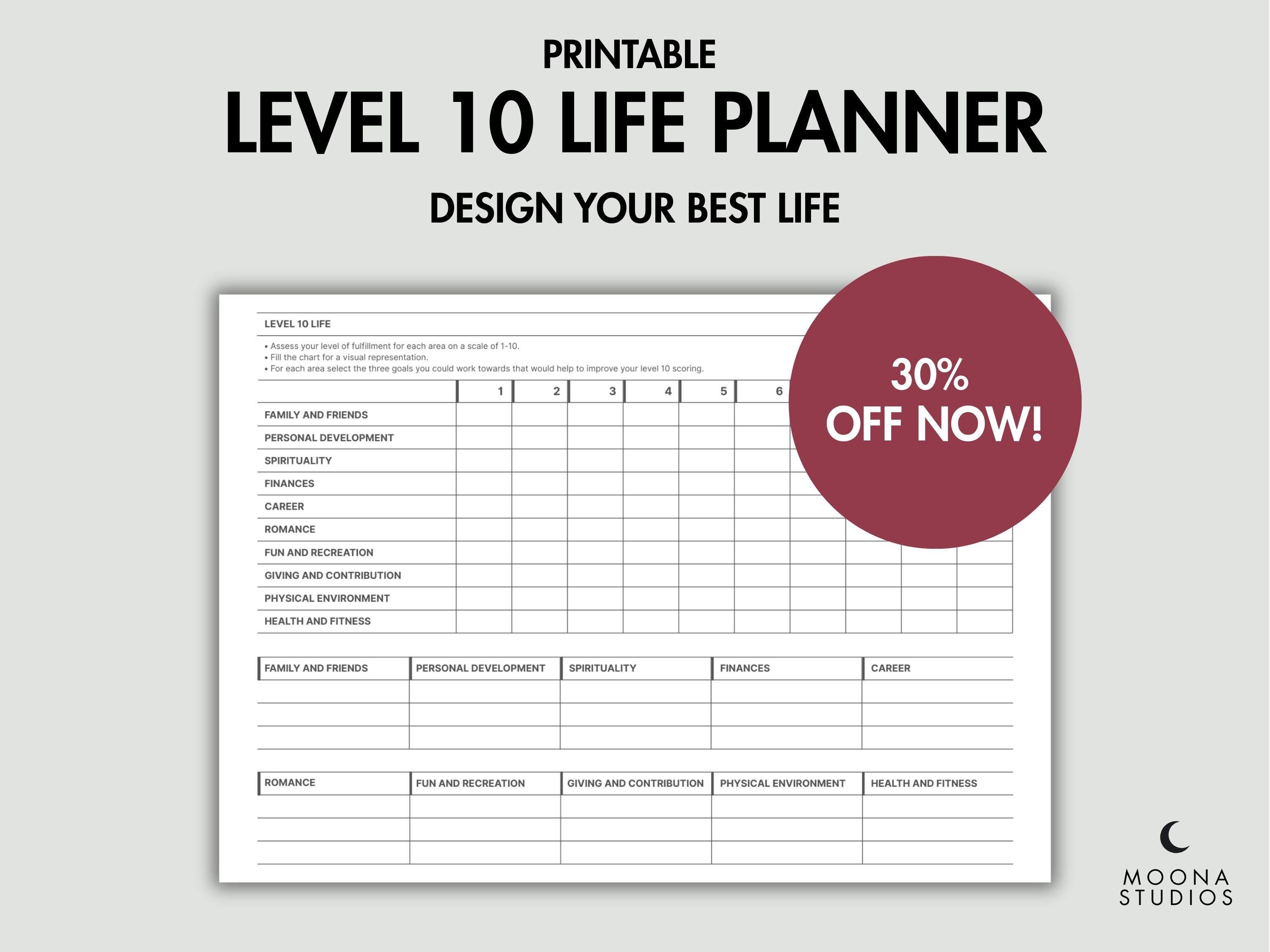 Level 10 Life Planner: Goal Setting & Life Audit (PDF) - Etsy