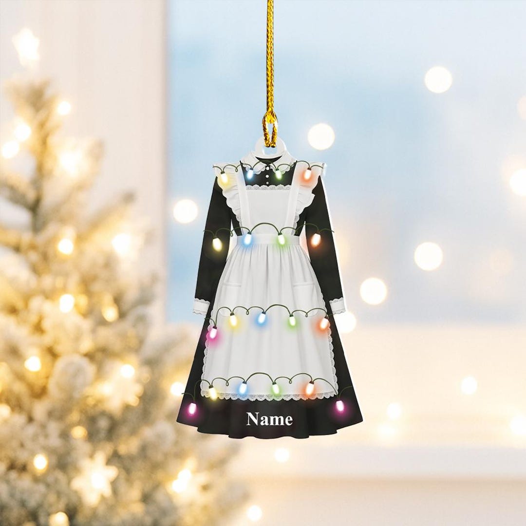 Personalized Maid Outfit Christmas Ornament, 2D Flat Maid Outfit Xmas ...