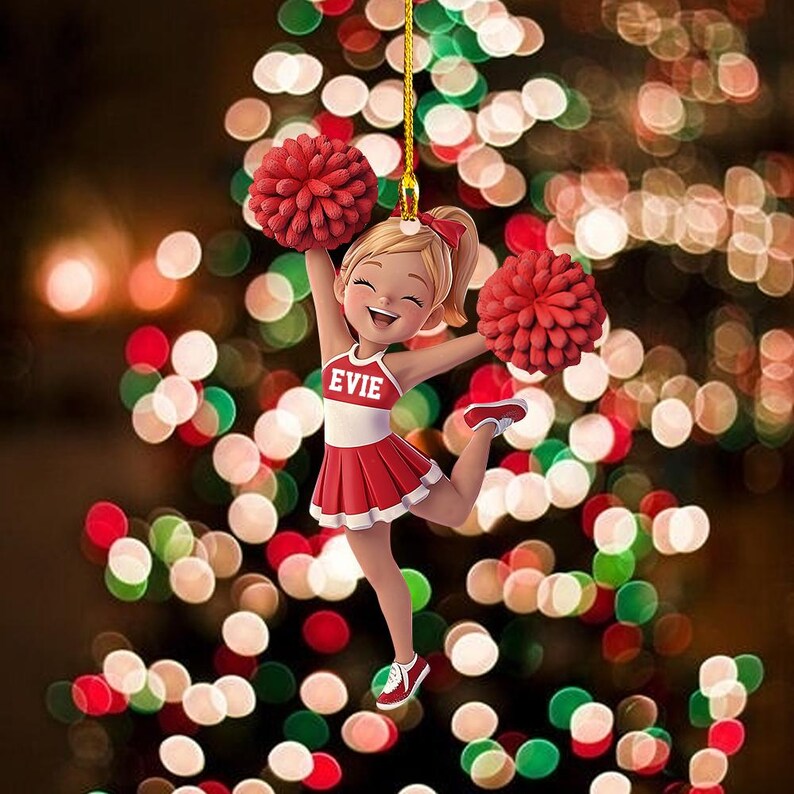 Personalized Cheerleader Christmas Ornament, Cheerleader Pom Pom ...