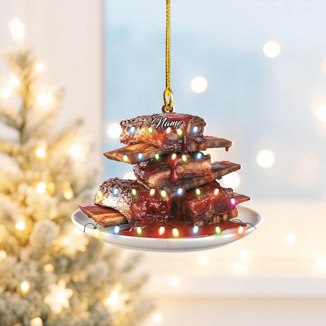 Personalized BBQ Ribs Christmas Ornament, Grilled Ribs Ornament ...