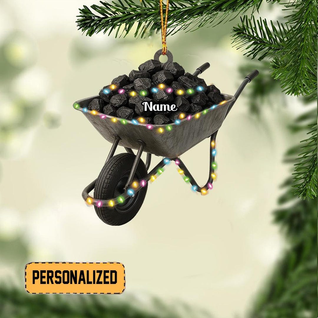 Personalized Wheelbarrow Coal Christmas Ornament, Coal Miner Tools ...