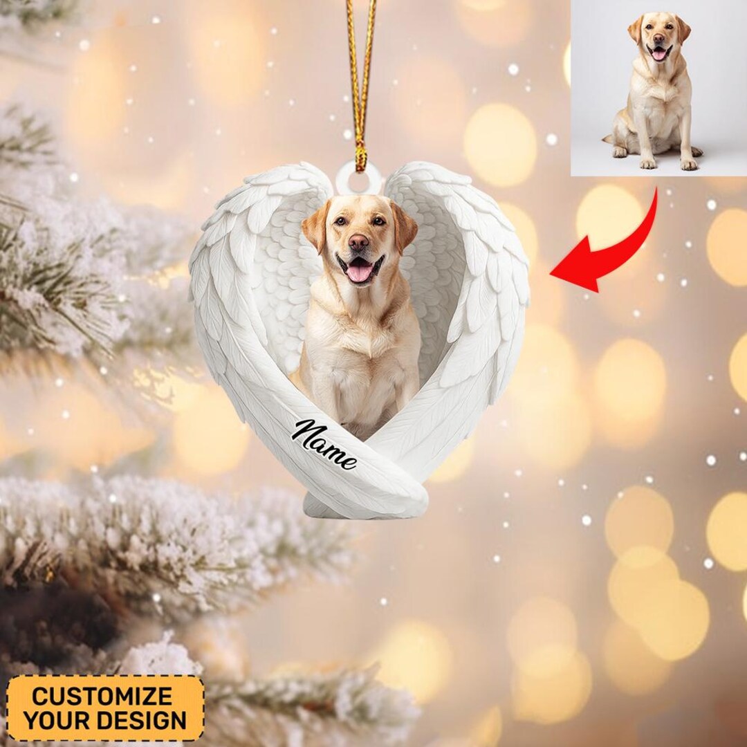 Personalized Labrador Retriever Dog Angel Wings Ornament, Lab Dog ...