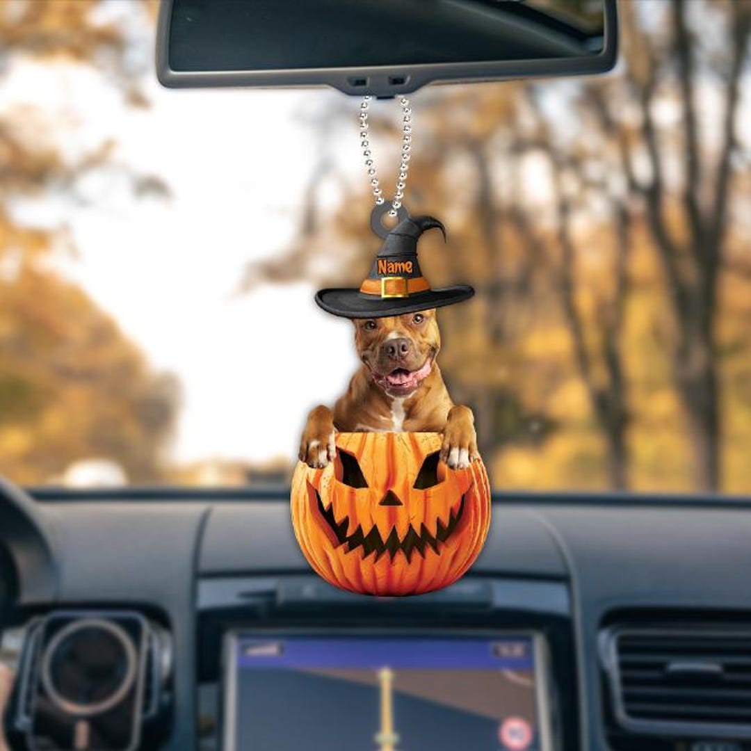 Personalized Pitbull Dog Pumpkin Halloween Ornament, Pitbull Ornament ...