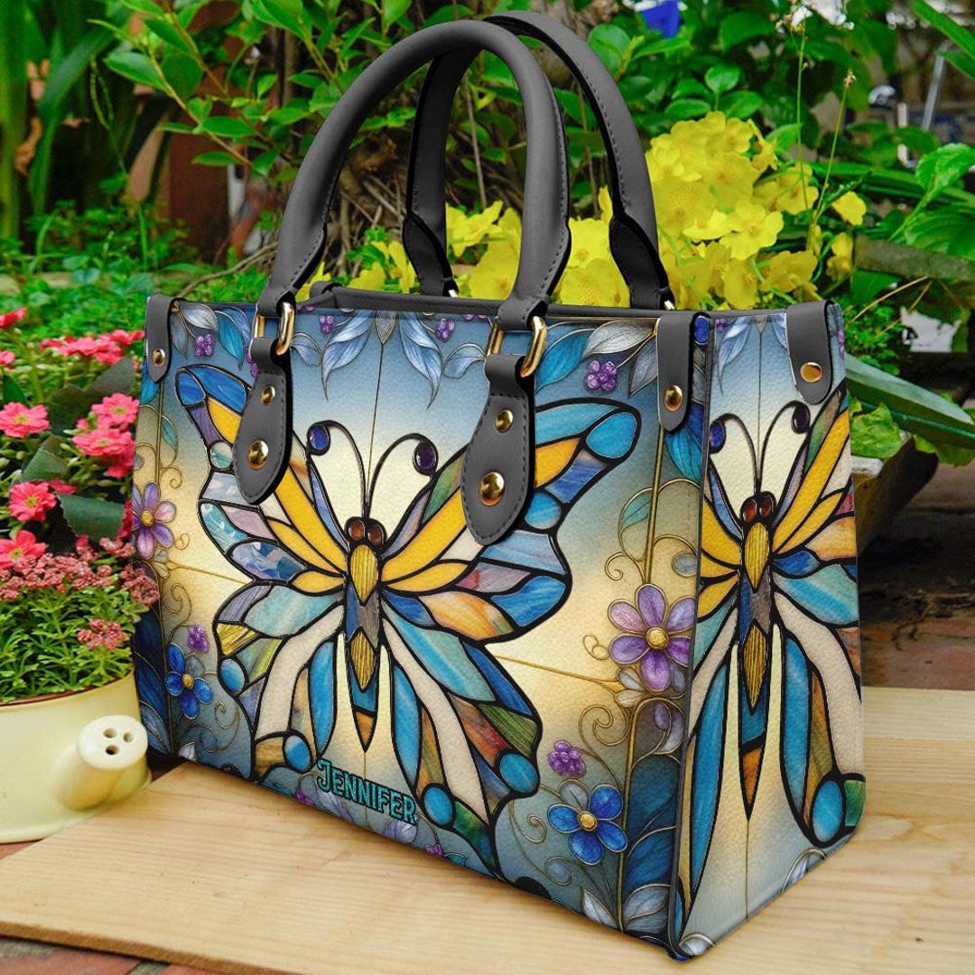 Personalized Butterfly Leather Handbag for Women, Pu Leather Bag for ...