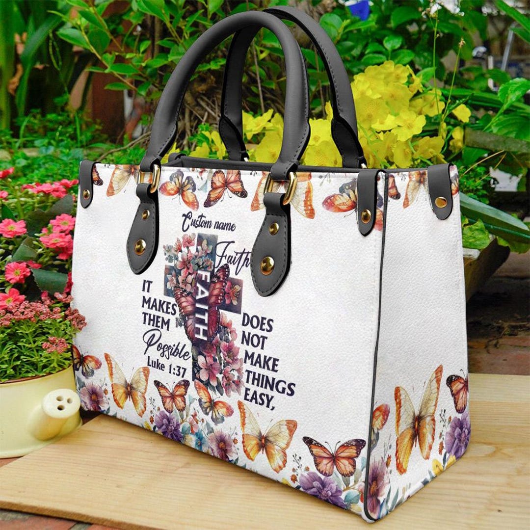 Personalized Leather Handbag With Bible Verse, Custom Name God Says You ...