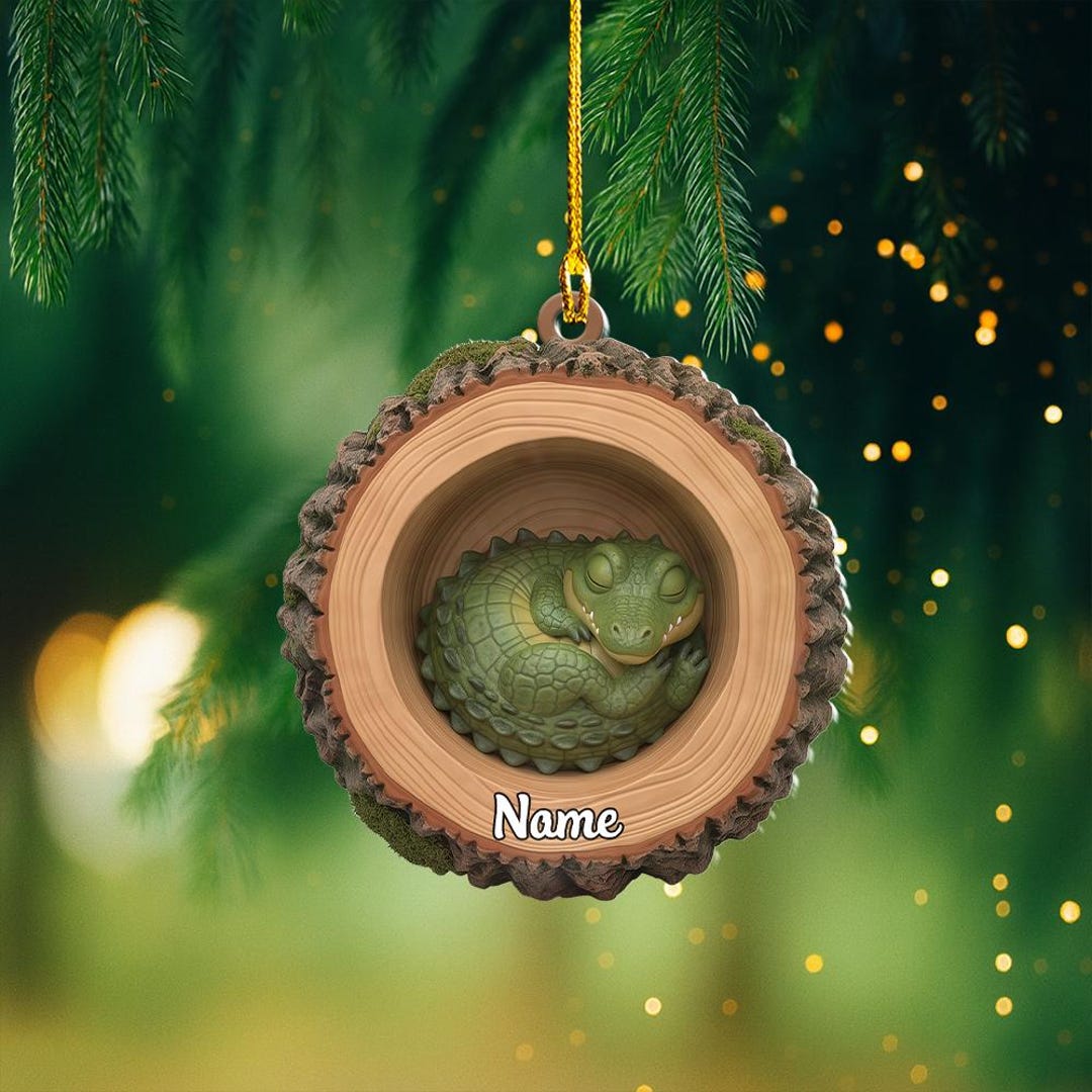 Personalized Crocodile Christmas Ornament, Crocodile Tree Trunk ...
