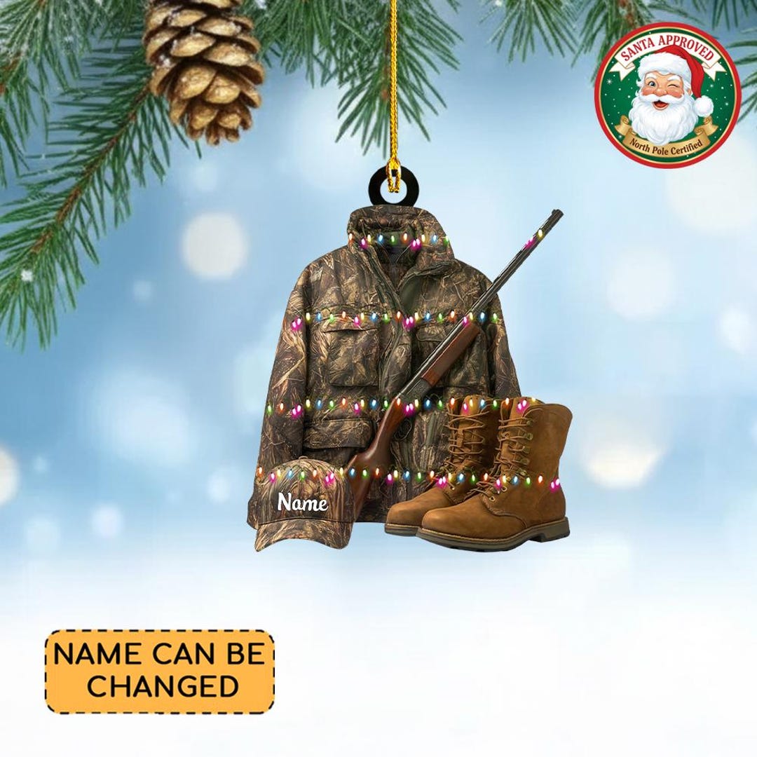 Personalized Hunting Gear Christmas Ornament, Hunting Jacket Ornament ...