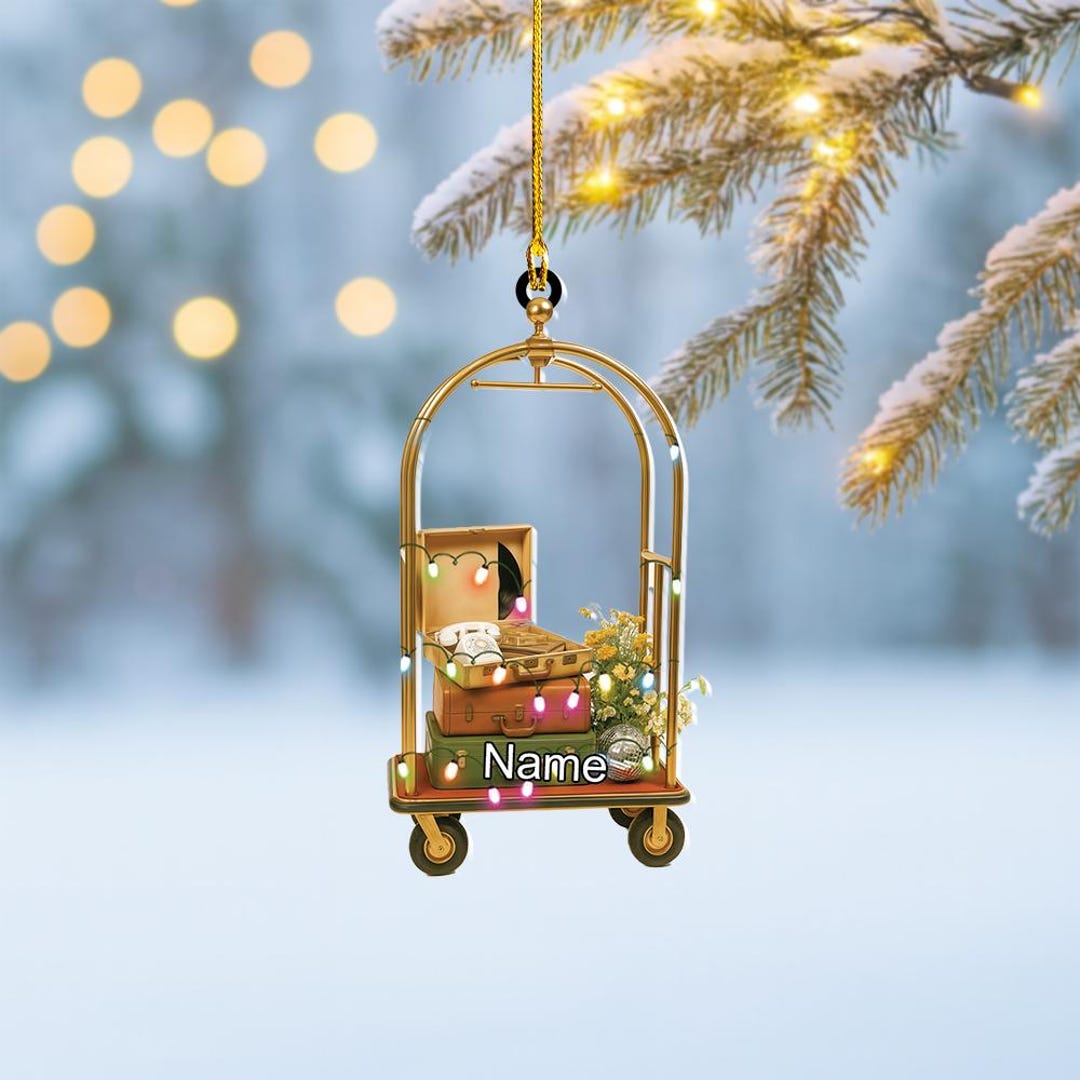 Personalized Hotel Bellhop Trolley Christmas Ornament, Concierge ...