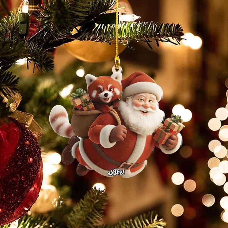 Personalized Red Panda Christmas Ornament, Baby Panda Ornament, Panda ...