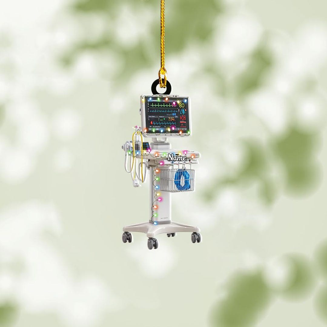 Personalized Patient Monitoring Cart 2D Flat Ornament, Hospital ...