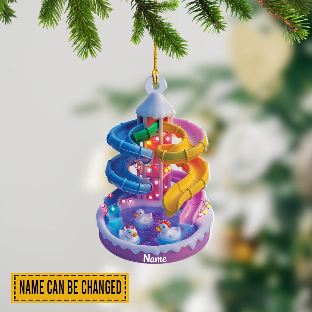 Personalized Aqua Park Water Slides Christmas Ornament, Waterpark ...