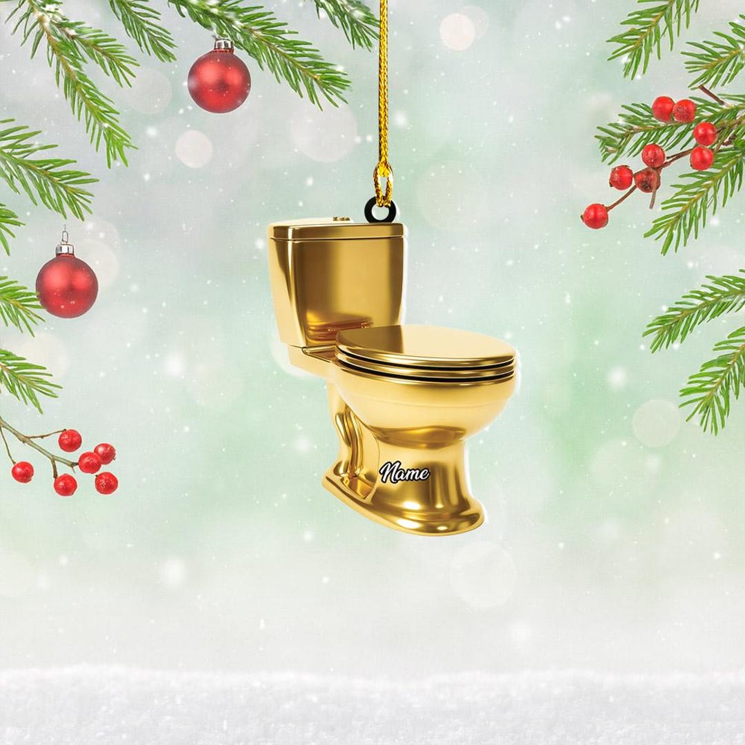 Personalized Golden Toilet Christmas Ornament, Golden Toilet Ornament ...