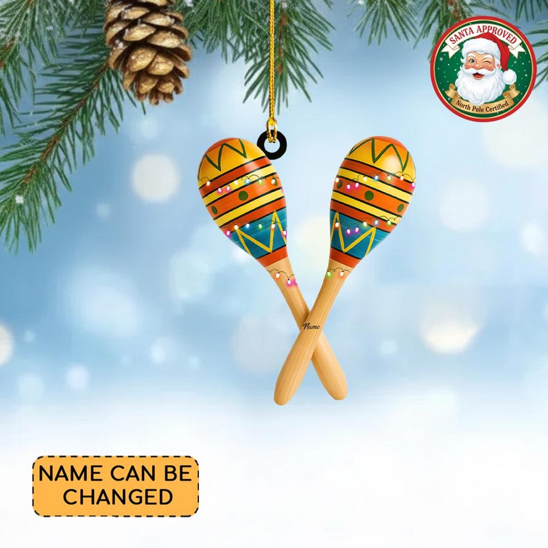 Personalized Mexican Maracas Christmas Ornament, Mexican Ornament Gift ...