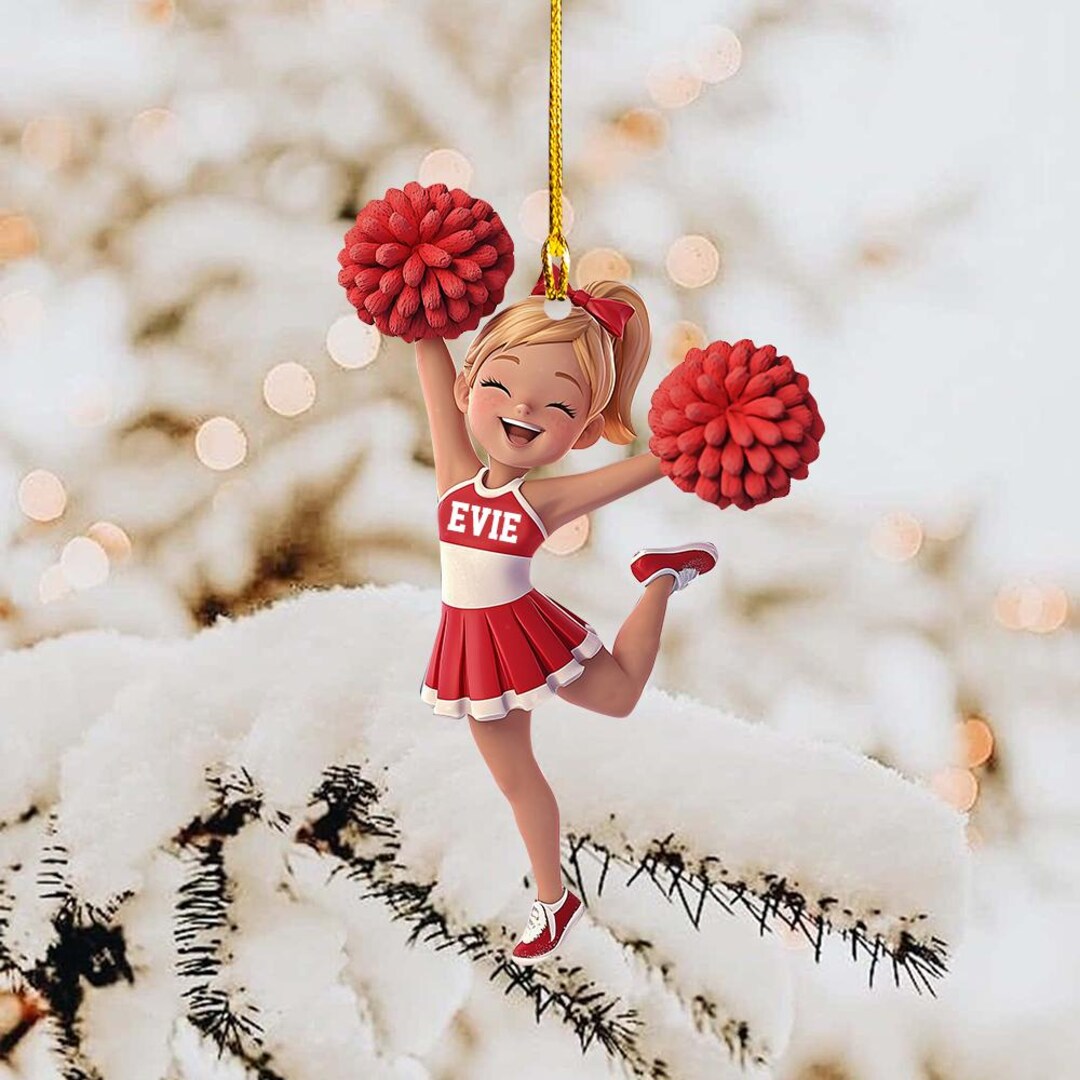 Personalized Cheerleader Christmas Ornament, Cheerleader Pom Pom ...