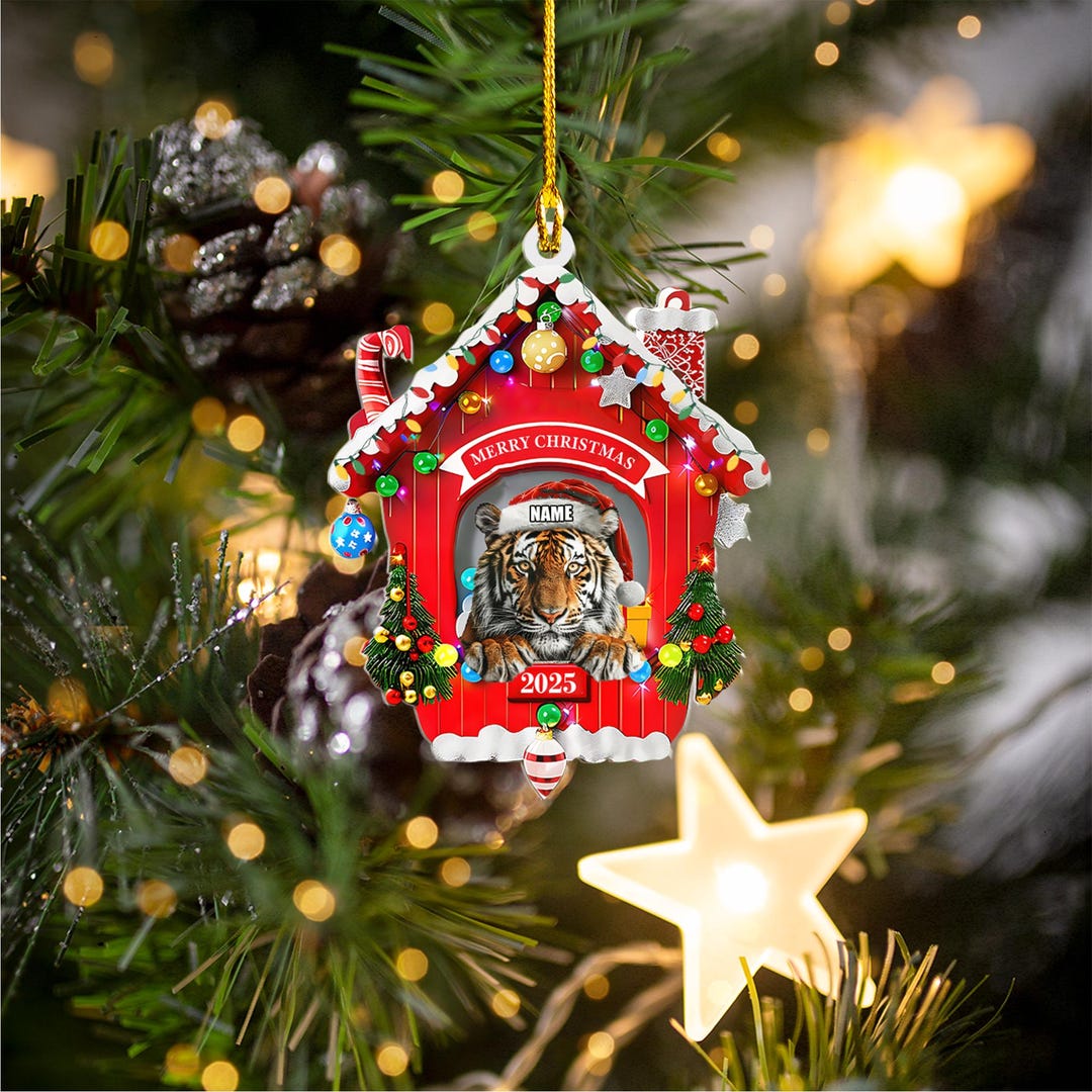 Personalized Tiger House Christmas Ornament, Love Tiger Hanging ...