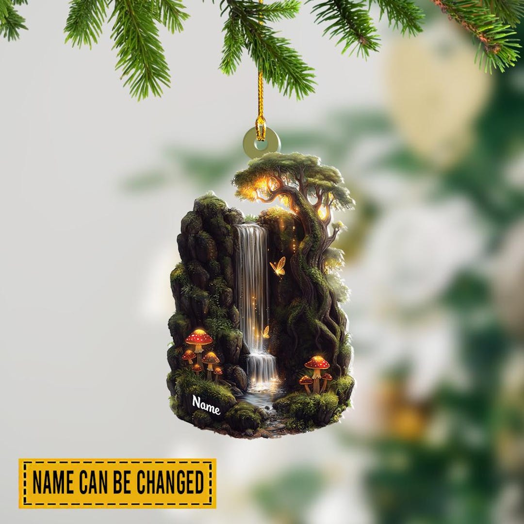 Personalized Waterfall Christmas Ornament, Waterfall Nature Ornament ...