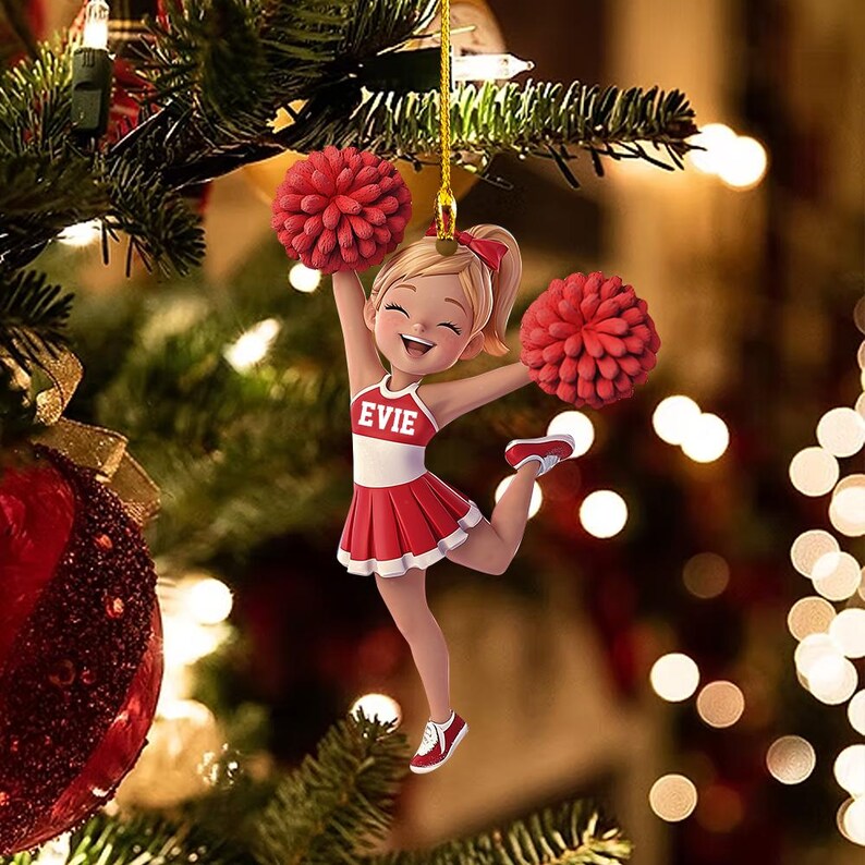 Personalized Cheerleader Christmas Ornament, Cheerleader Pom Pom ...