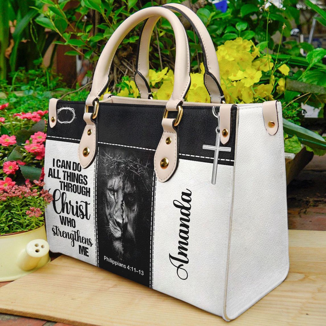 Personalized Leather Handbag With Bible Verse, I Can Do All Things ...