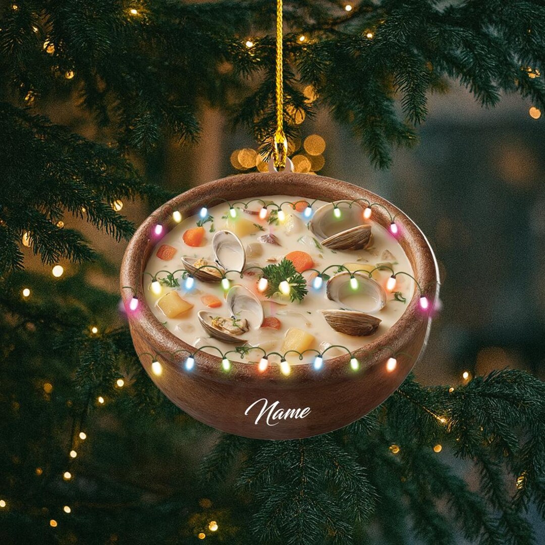 Personalized Clam Chowder Christmas Ornament, Clam Chowder Ornament ...