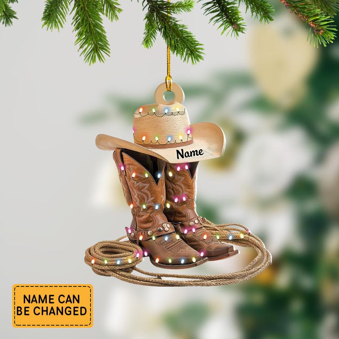 Personalized Western Cowboy Christmas 2D Flat Ornament,cowboy Ornament ...