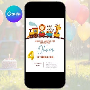 Editable Train Birthday Invitation Template | Boy Train Birthday Party ...