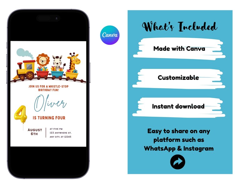 Editable Train Birthday Invitation Template | Boy Train Birthday Party ...