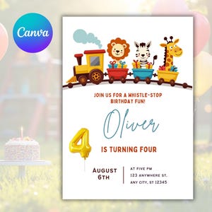 Editable Train Birthday Invitation Template | Boy Train Birthday Party ...