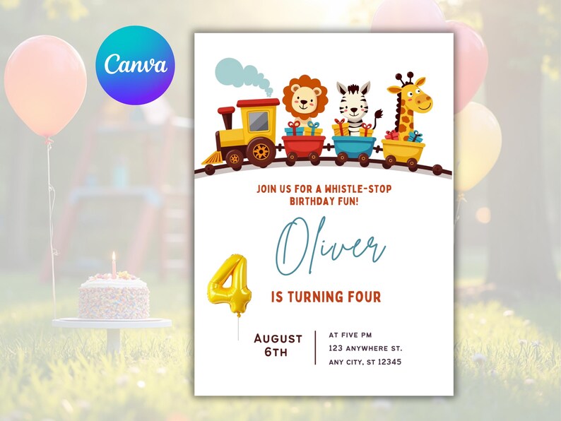 Editable Train Birthday Invitation Template | Boy Train Birthday Party ...