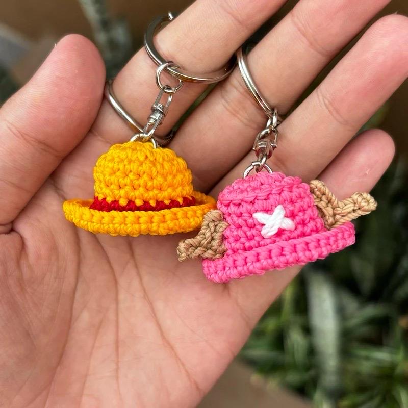 Luffy and Chopper Hat Crochet Keychain | Handmade Amigurumi Straw Hat ...
