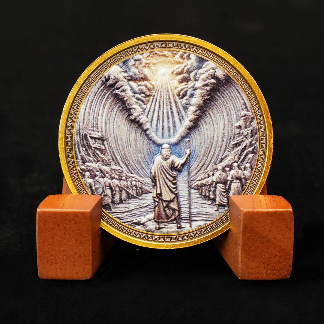 Moses Parting Sea Religious Coin, Exodus 14:21 Bible Verse Token Pastor ...