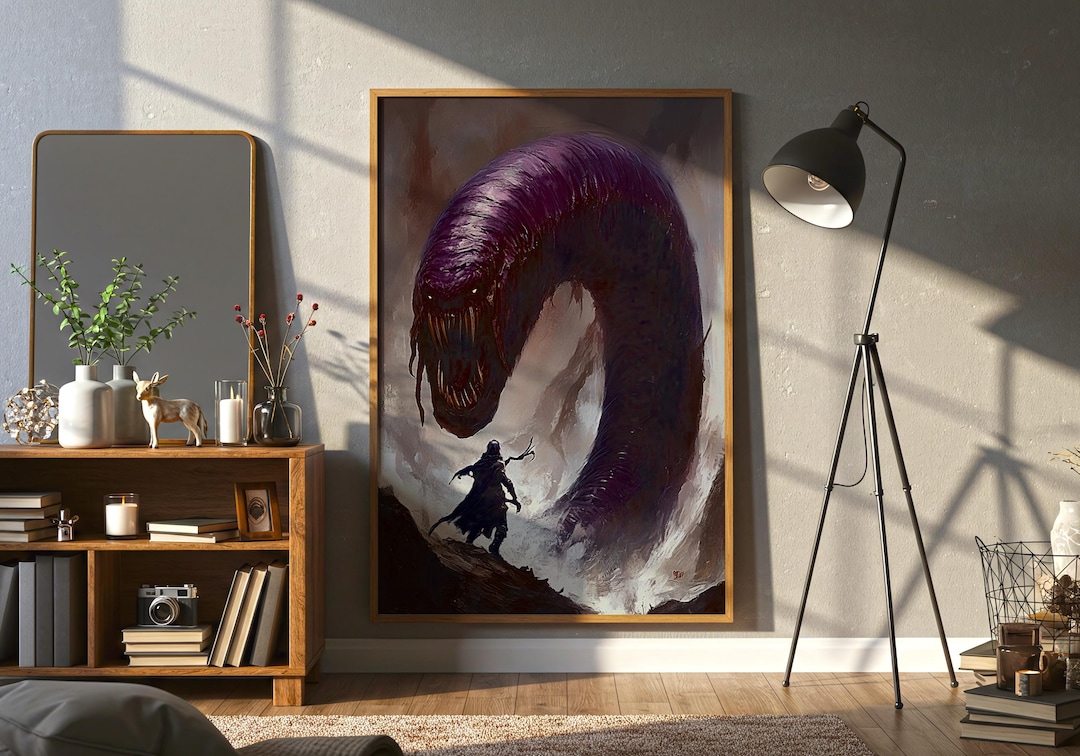 Purple Worm Art Print: Fantasy Monster, DND Gaming Decor (digital ...