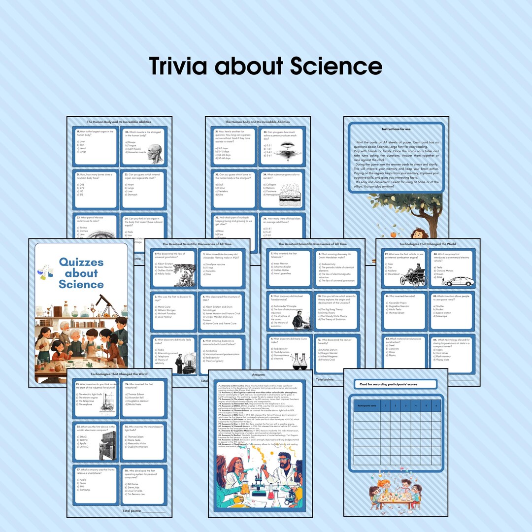 Trivia Science Cards for Kids & Teens – 84 Fun Science Questions With ...