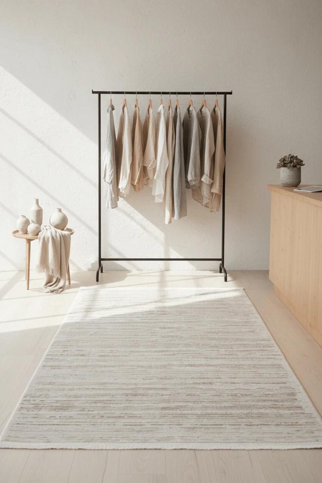 Modern Minimalist Style: Cream and Mink Color Design Home Carpets - Etsy