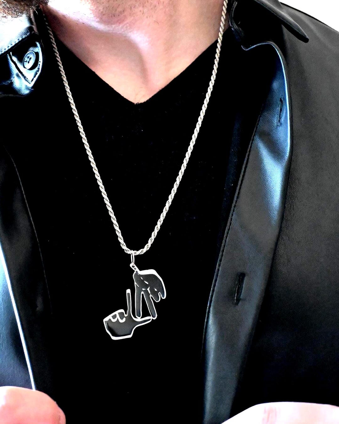 LA Hand Sign, Crafted in 925 Sterling Silver Pendant, 100% Handmade in ...