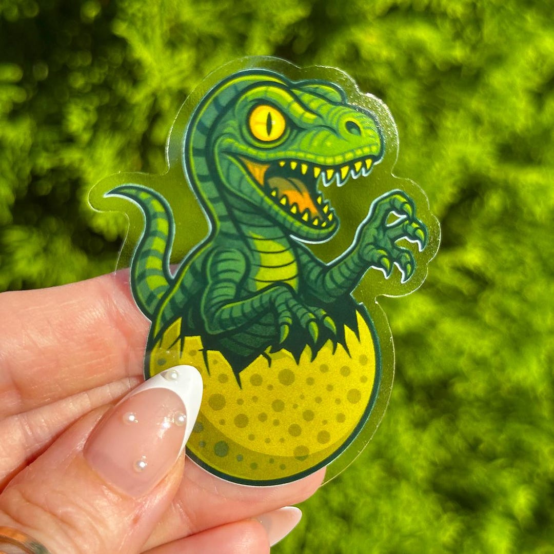 Hatching Raptor Waterproof Transparent Sticker- Nostalgia Decal for ...