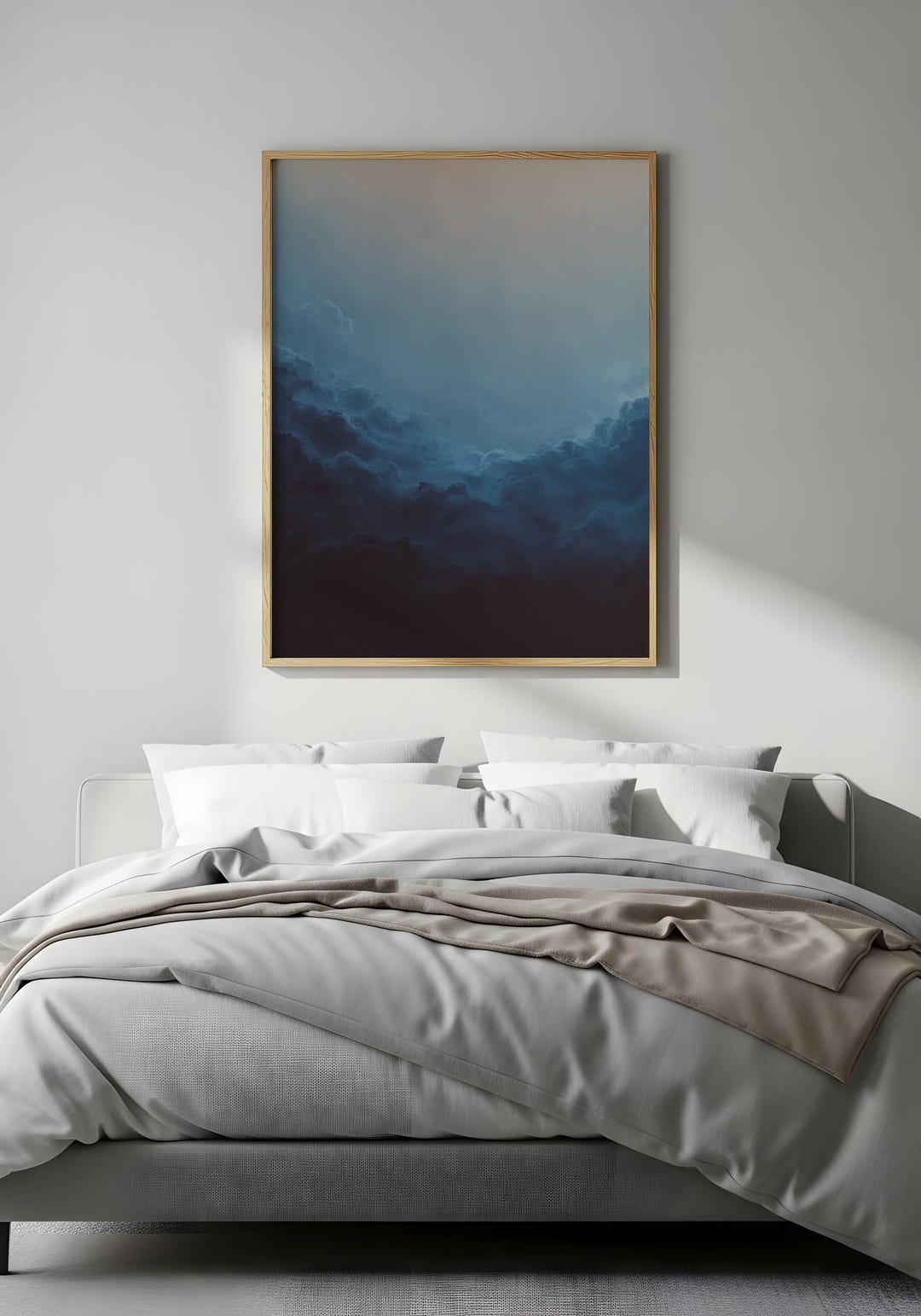 Moody Blue Cloudscape Wall Art | Dark Atmospheric Sky Poster | Dreamy ...