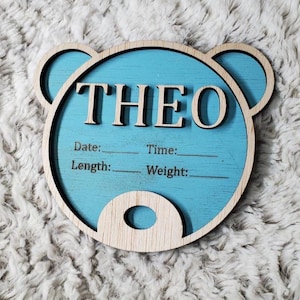 Custom 3D Baby Announcement Sign: Teddy Bear Nursery Decor - Etsy