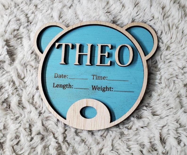 Custom 3D Baby Announcement Sign: Teddy Bear Nursery Decor - Etsy