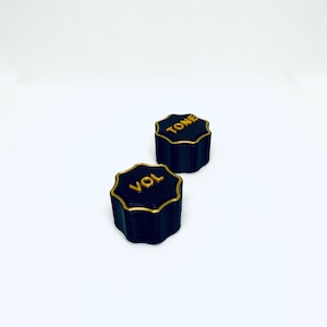 Custom 3d-printed Guitar Knobs – VOL & TONE Set - Black / Gold - Etsy